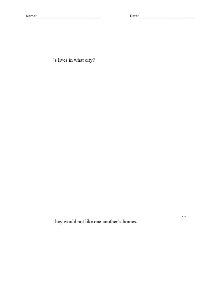 Dear Primo: A Letter To My Cousin Comprehension Test: Read Each Item ...