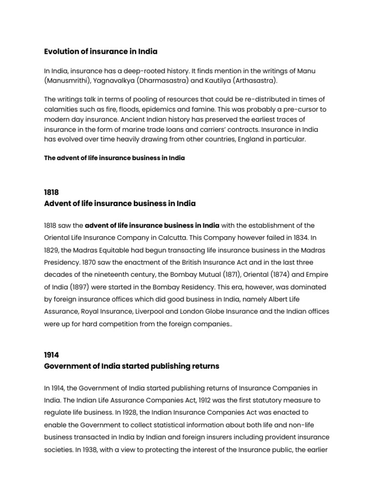 India's Insurance Evolution | PDF | Economies | Insurance