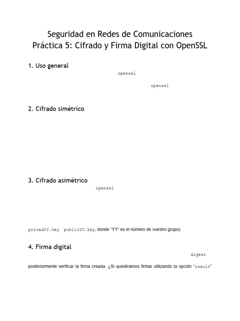 Práctica: Cifrado y Firma con OpenSSL | PDF | Cifrado | Clave (criptografía)