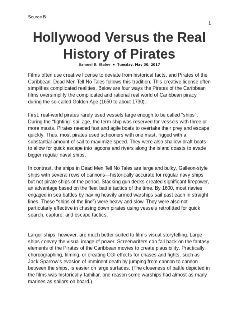 (B) Hollywood Versus The Real History of Pirates | PDF