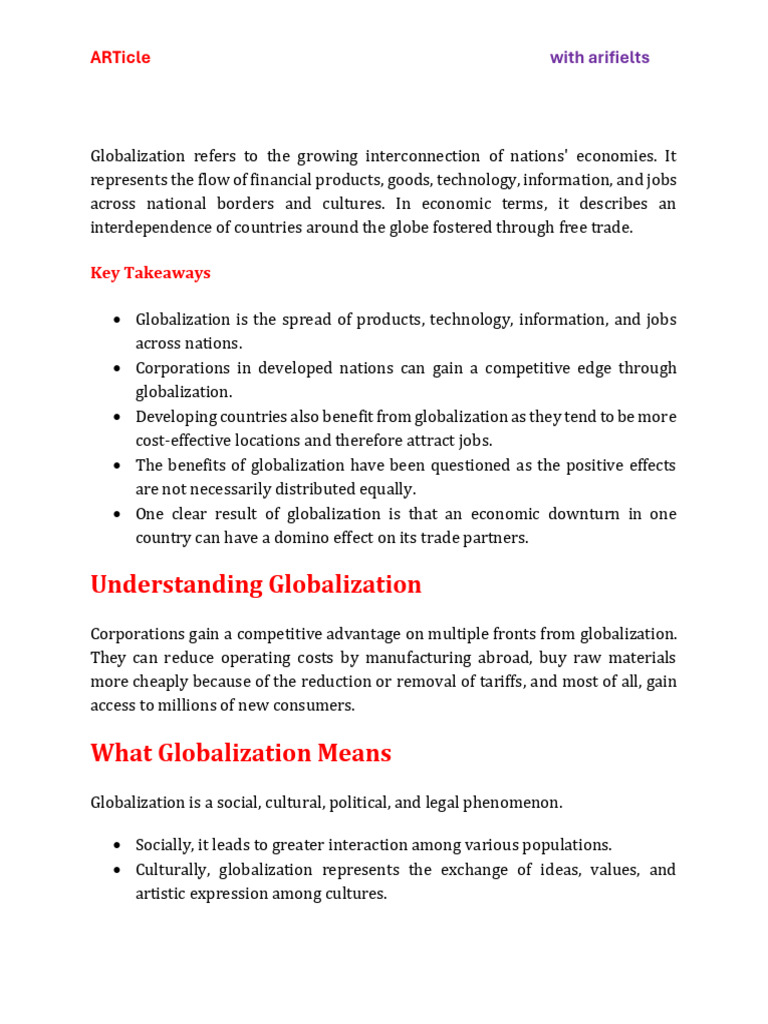 11 ARTicle-Globalization | PDF | Globalization | Trade
