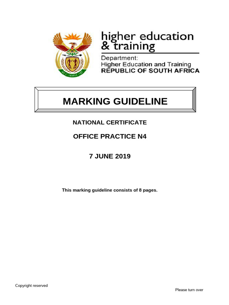 N1240 - OFFICE PRACTICE N4 MEMO JUNE 2019 - ADall | PDF | Experience