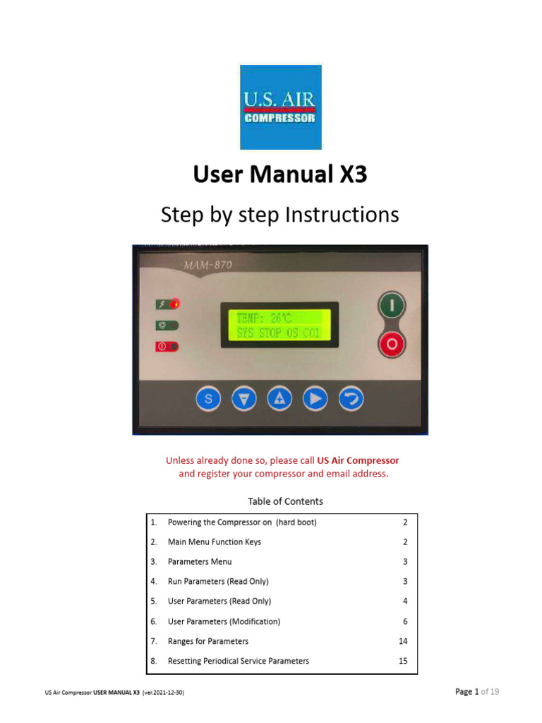 Compressor User Manual X3 | PDF | Booting | Menu (Computing)