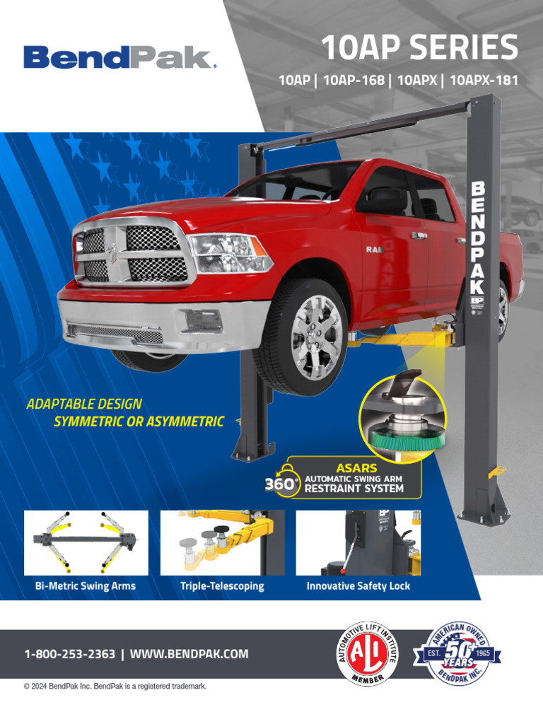 Bendpak 10AP 10APX 10AP168 10APX181 2 Post Lift AP Series 5175304 ...