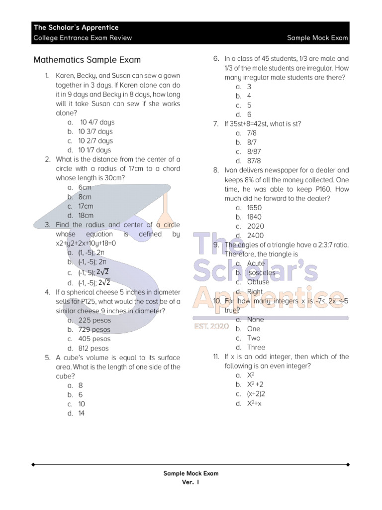 (Mock Tests) Mock Exam | PDF