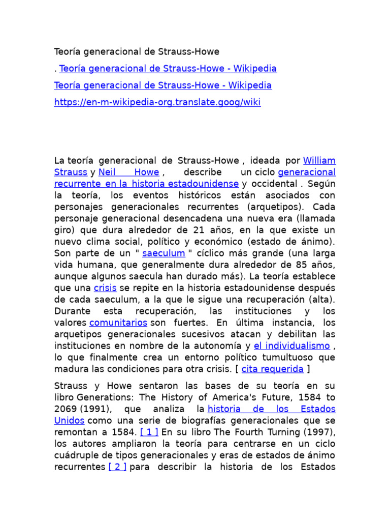 Teoría Generacional Strauss-Howe | PDF | Millennials