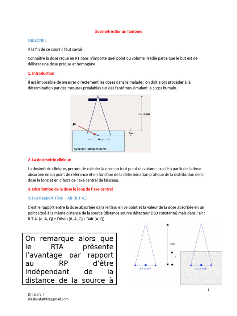 Dosimétrie Clinique : Mesures sur Fantômes | PDF | Dose absorbée ...