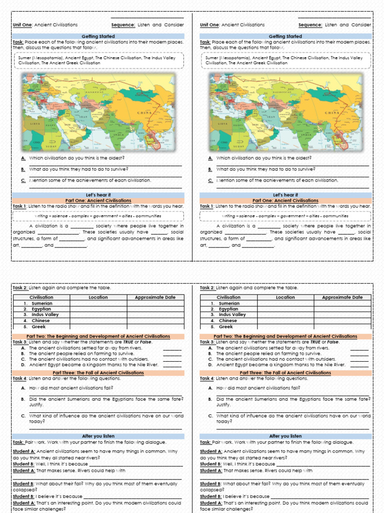 Ancient Civ Listen & Consider Handout Plan It & Teach | PDF ...