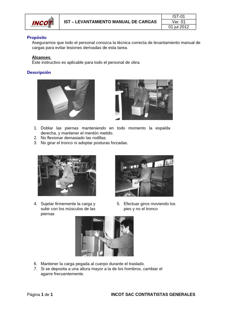 Levantamiento Seguro de Cargas | PDF