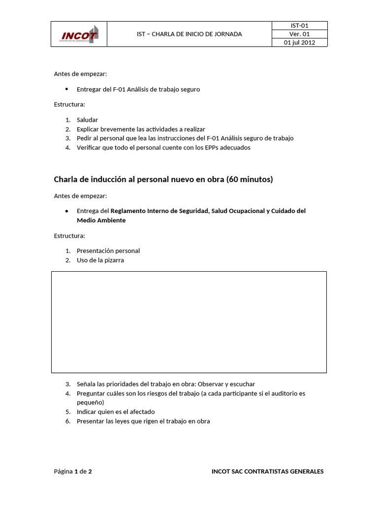 Charla de Seguridad y EPP en Obra | PDF