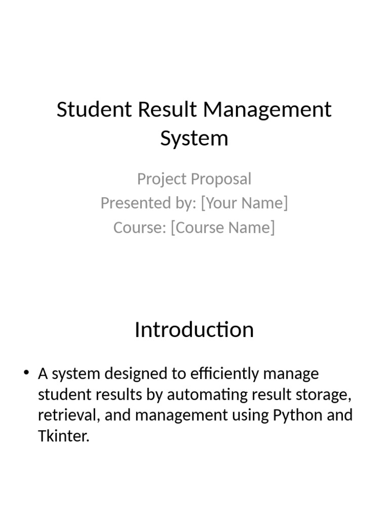 Student Result Management Proposal | PDF