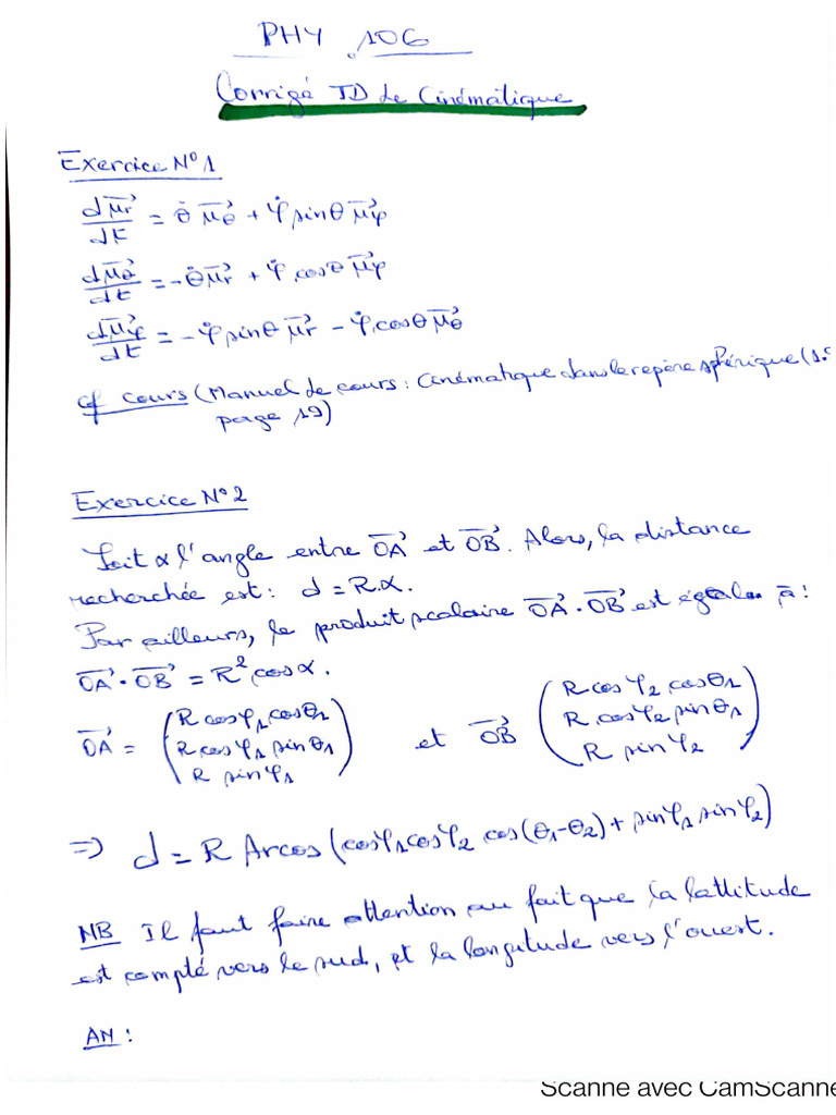 Corrigé TD-PHY106 2022-2023 | PDF