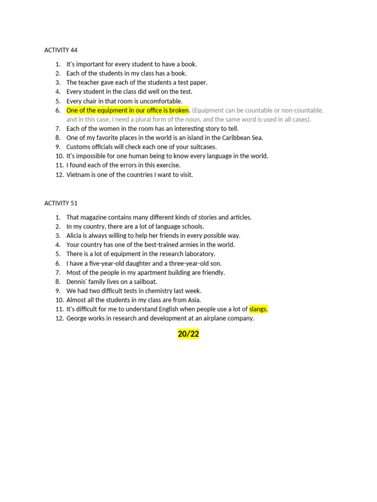 Samuel Franco - Activities 44 and 51 | PDF