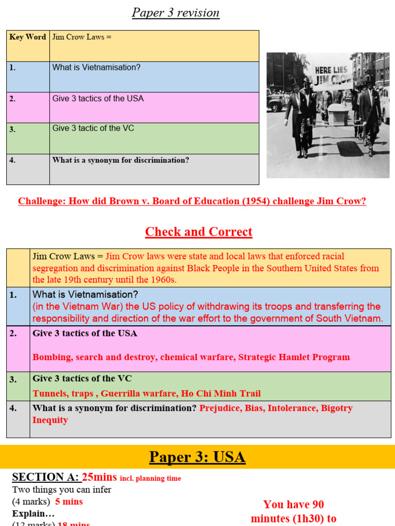 Understanding Jim Crow and Vietnam War Tactics | PDF | Judgment (Law ...