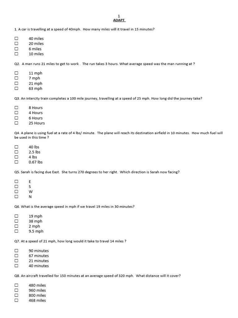 Questions For ADAPT (Maths) | PDF | Air Traffic Control | Physical Phenomena