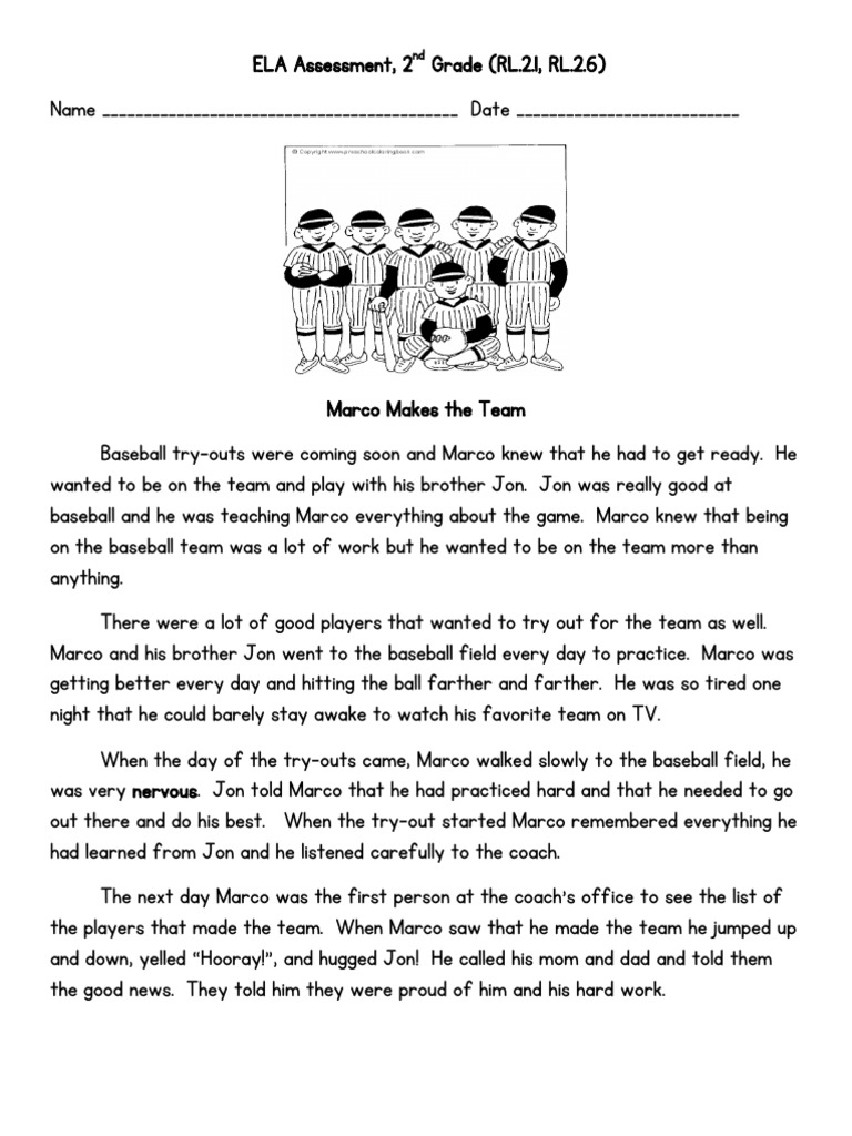 2nd Grade ELA Assessment Questions | PDF