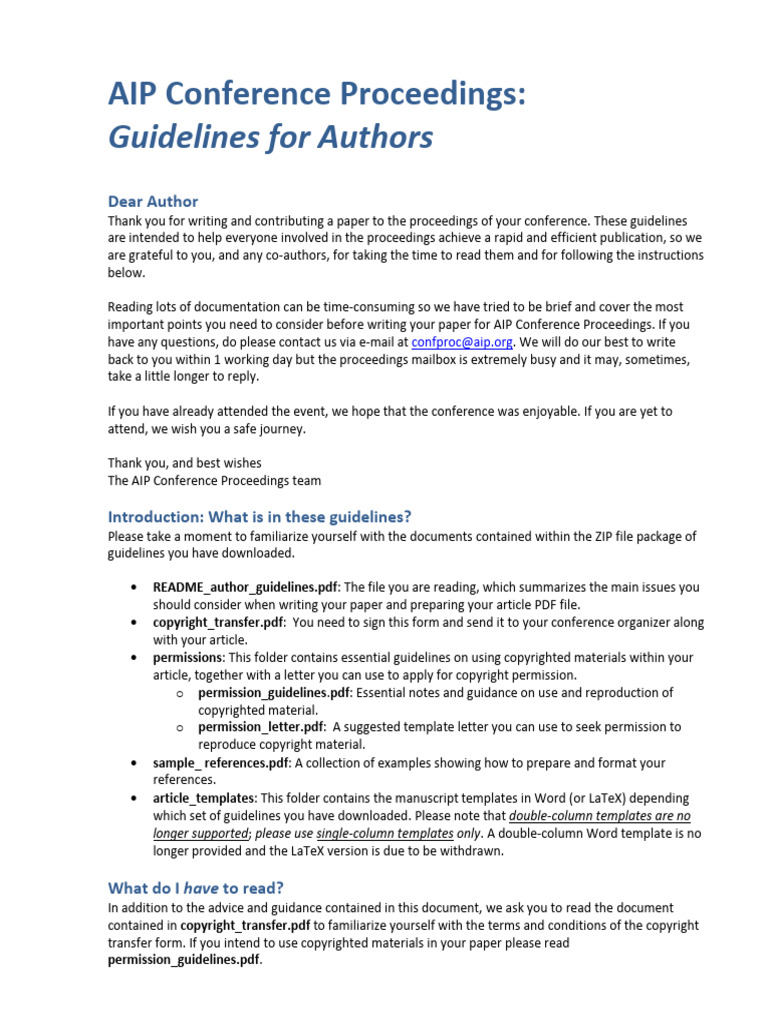 AIP Conference Proceedings Author Guidelines | PDF | Microsoft Word ...