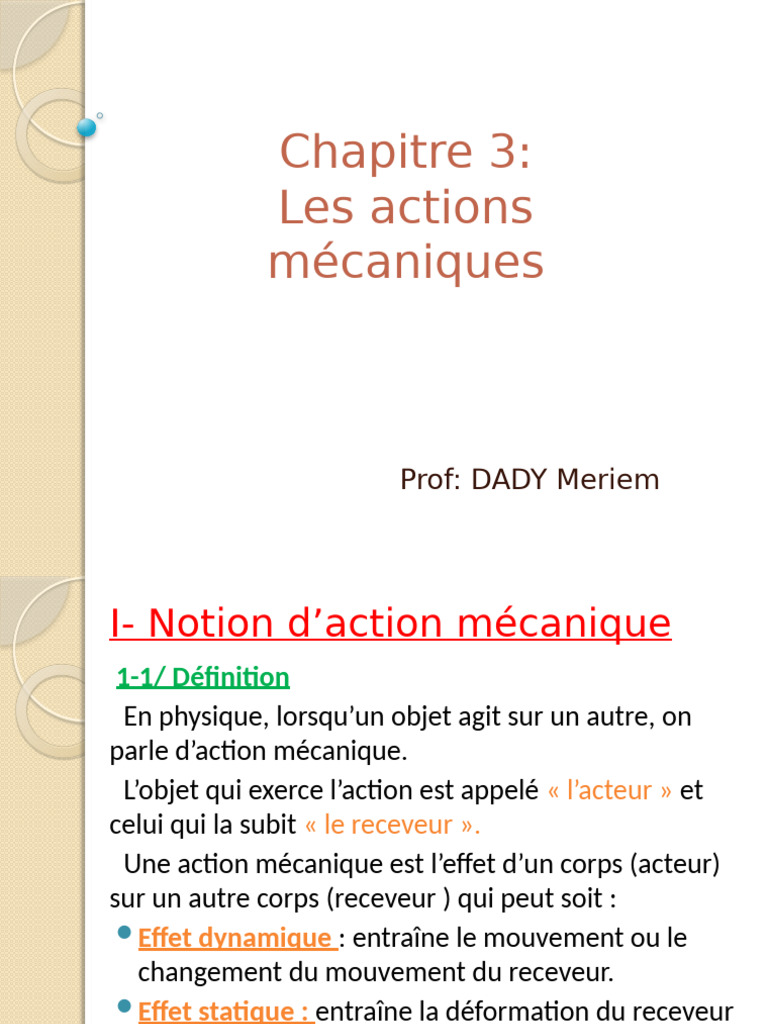 Comprendre les actions mécaniques en physique | PDF | Obliger | Mécanique