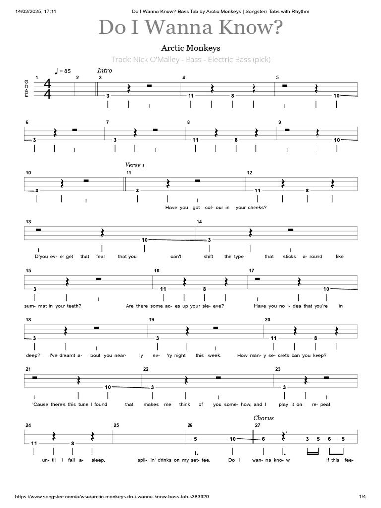 Arctic Monkeys Bass Tab: Do I Wanna Know? | PDF