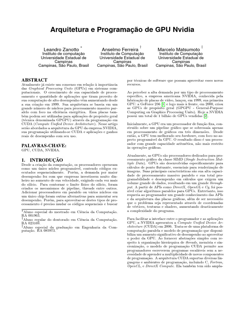 Artigo GPU | PDF | Unidade de processamento gráfico | Thread (informática)