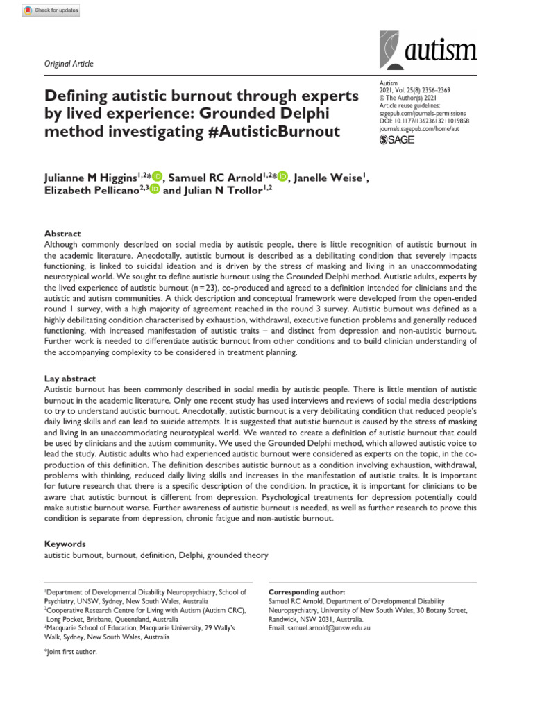 (ARTIGO) Higgins-Et-Al-2021-Defining-Autistic-Burnout-Through-Experts-By-Lived-Experience ...