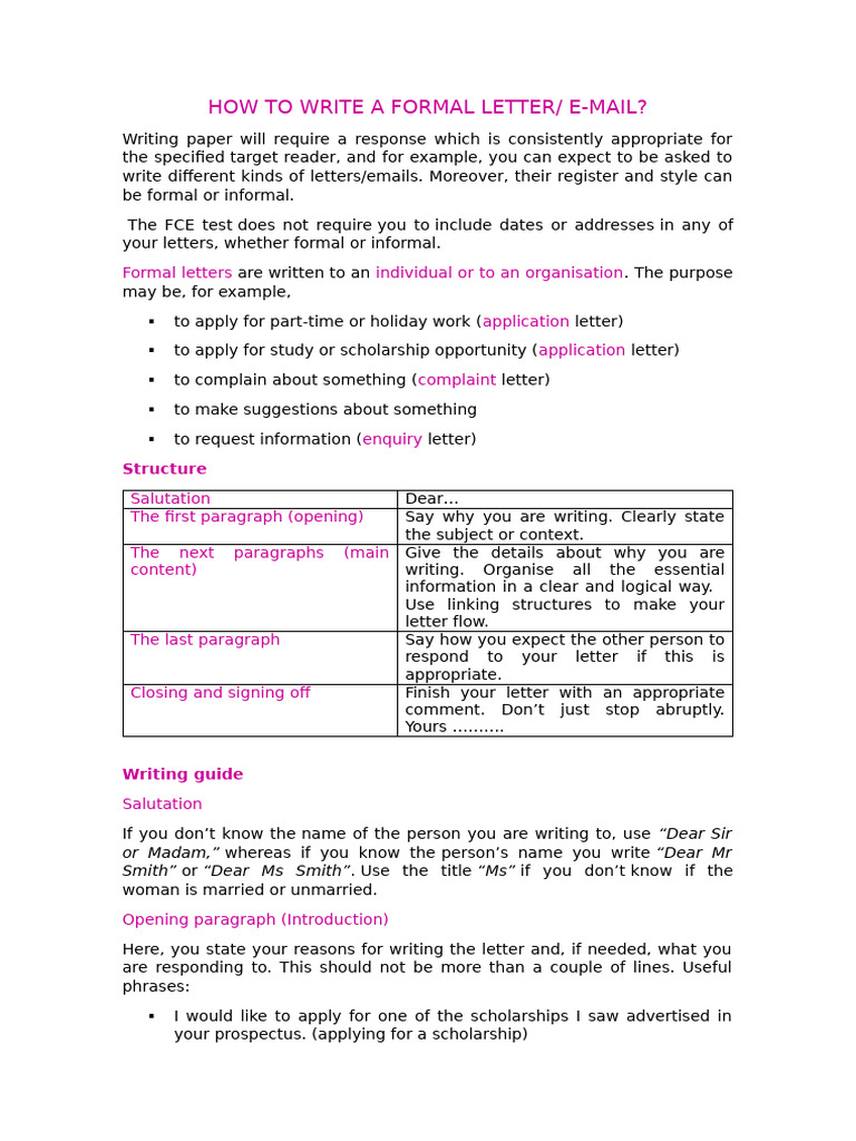 HOW TO WRITE A FORMAL LETTER b2 | PDF