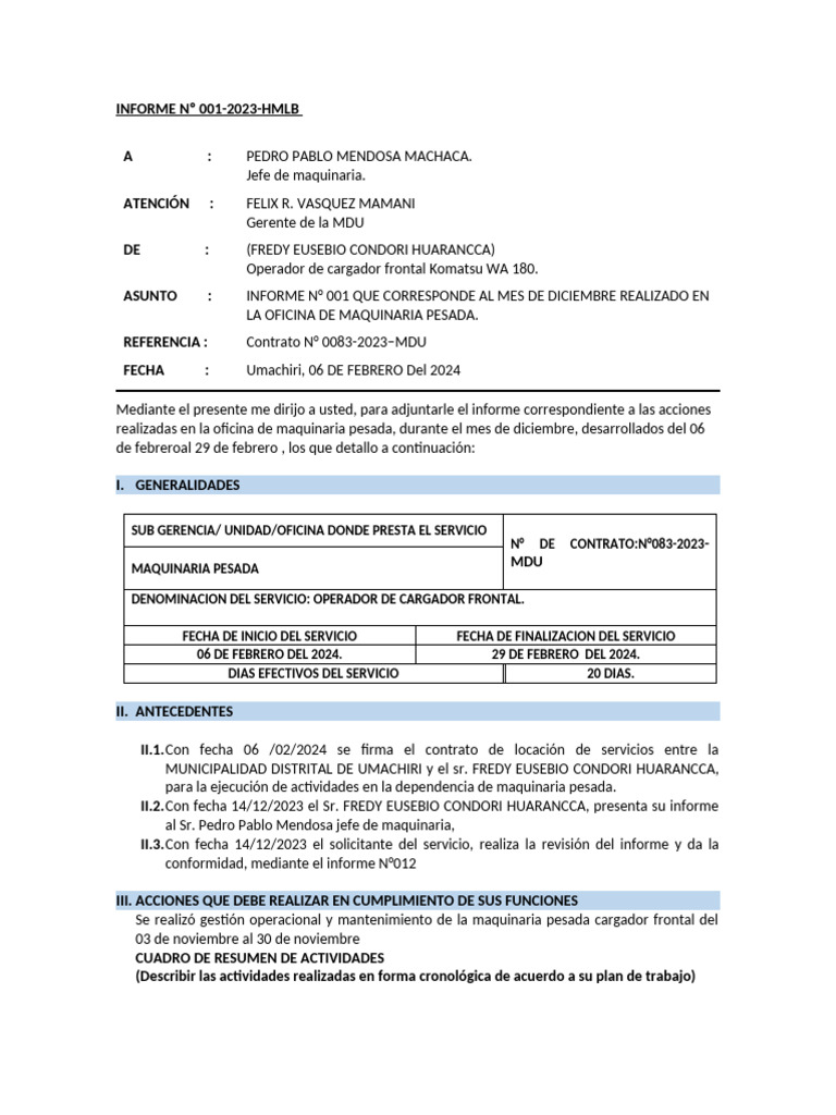 Informe #001 Fredy | PDF