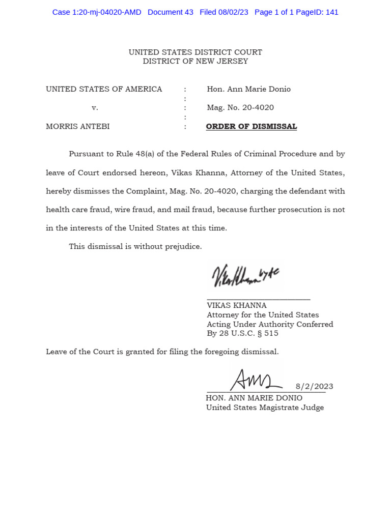 Antebi Dismissal | PDF