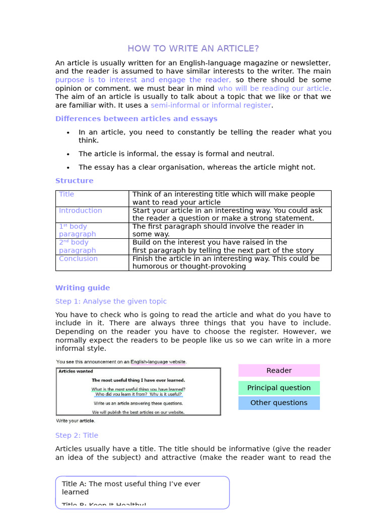 How to Write an Engaging Article | PDF | Essays | English Language