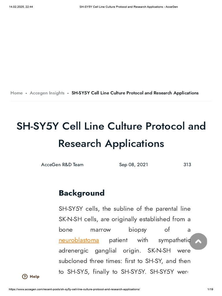 SH-SY5Y Cell Line Culture Protocol and Research Applications - AcceGen ...