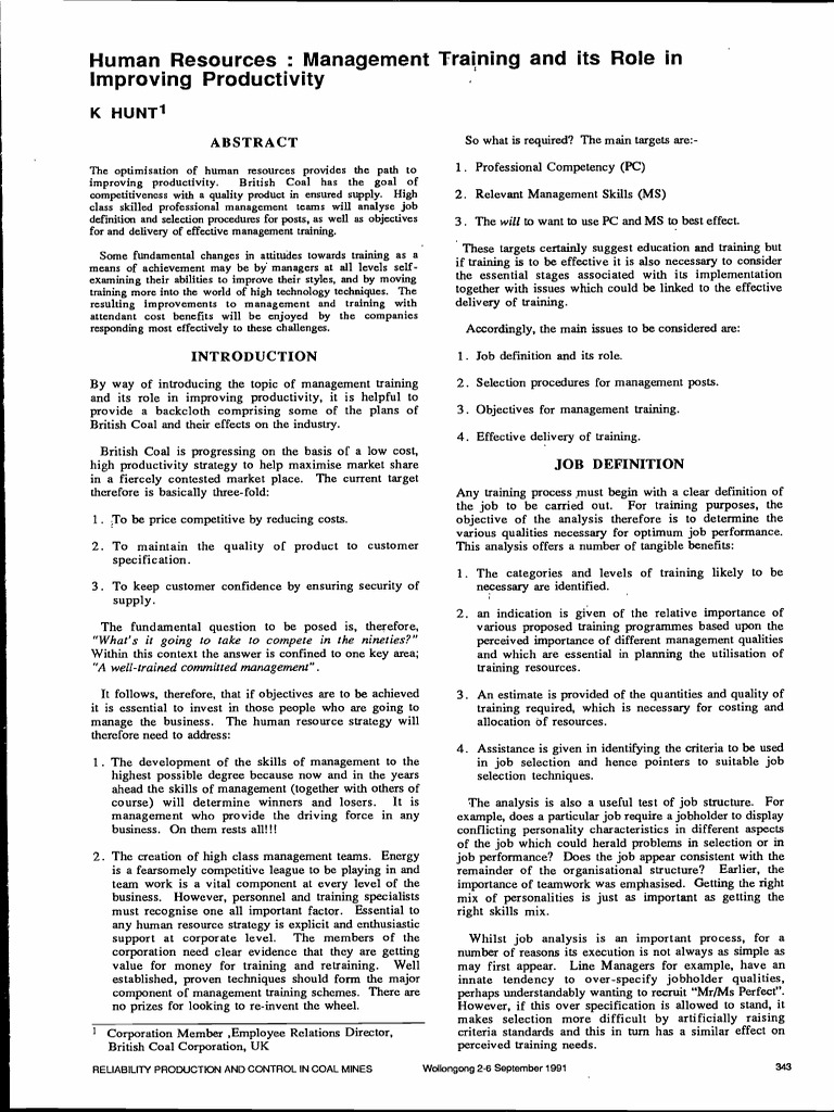 Human Resources - Management Training and Its Role in Improving ...