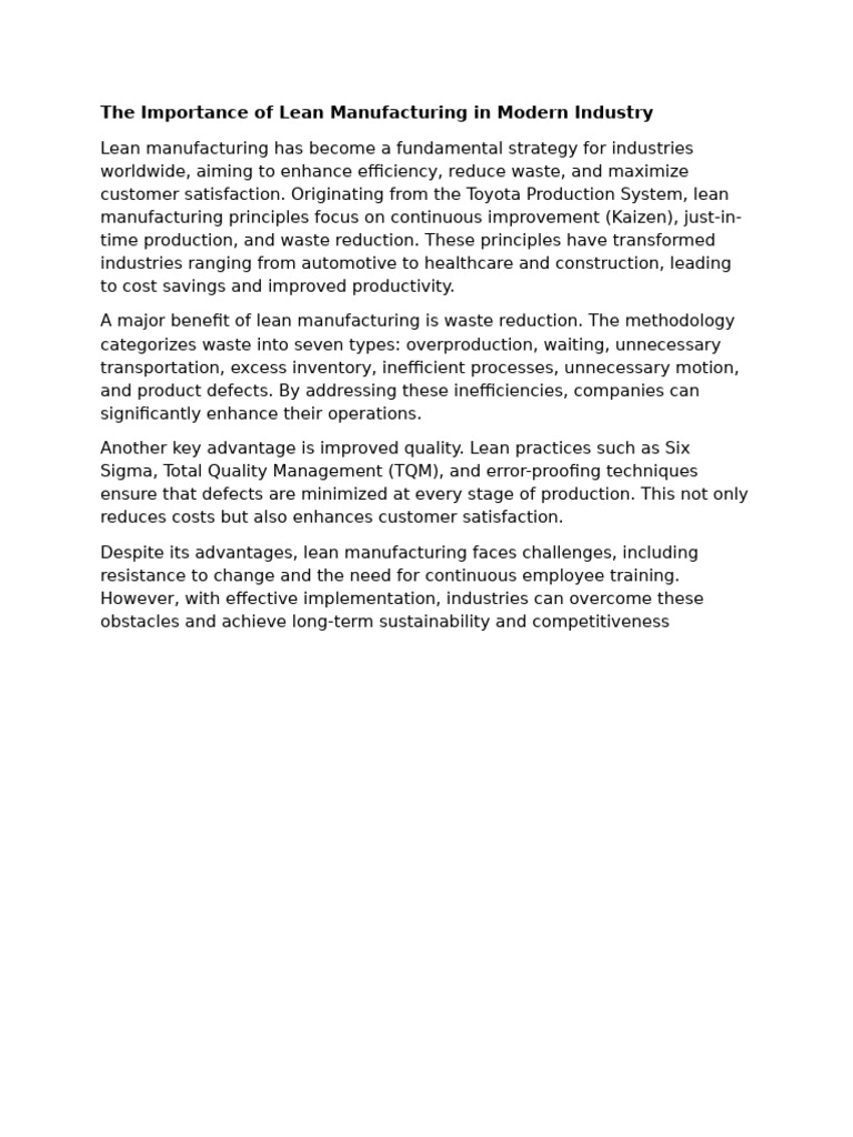 Lean Manufacturing Pdf