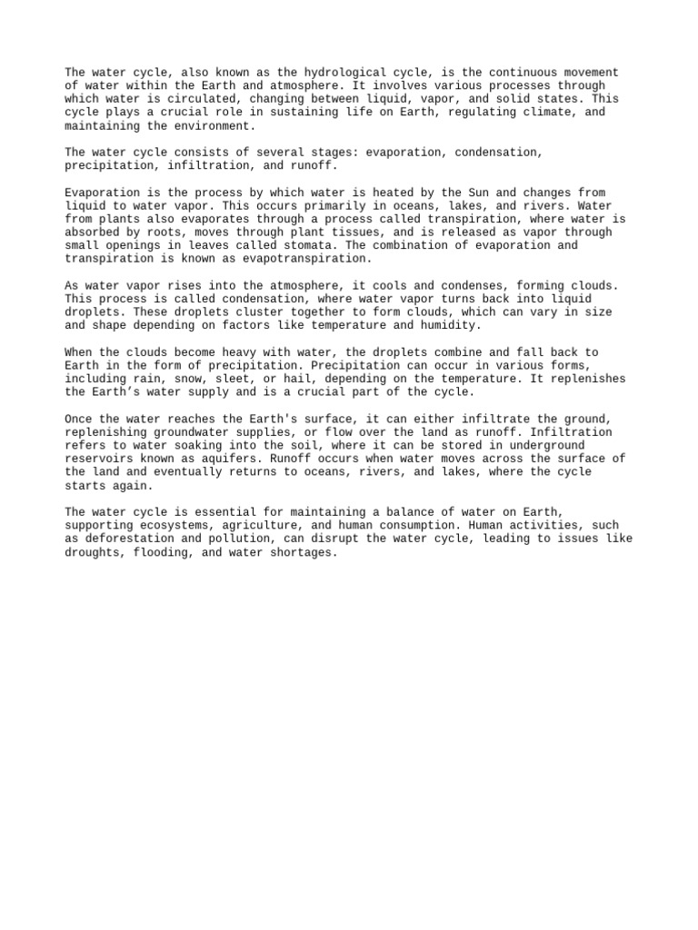 The Water Cycle-Class Notes | PDF