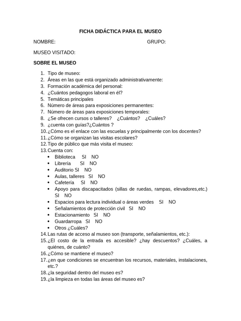 Ficha Didáctica para El Museo | PDF