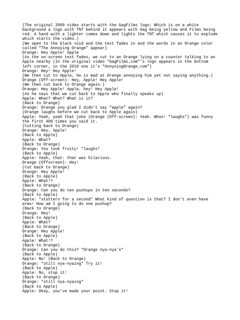 Annoying Orange Script | PDF
