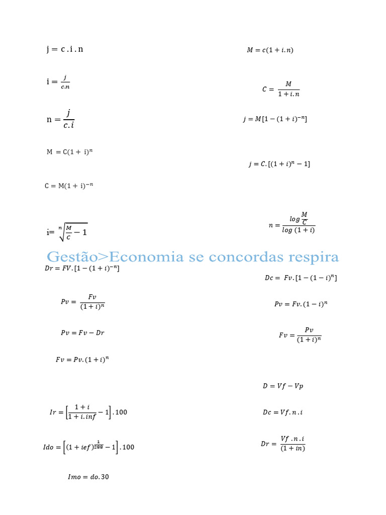 Formulas Matematica financeira | PDF