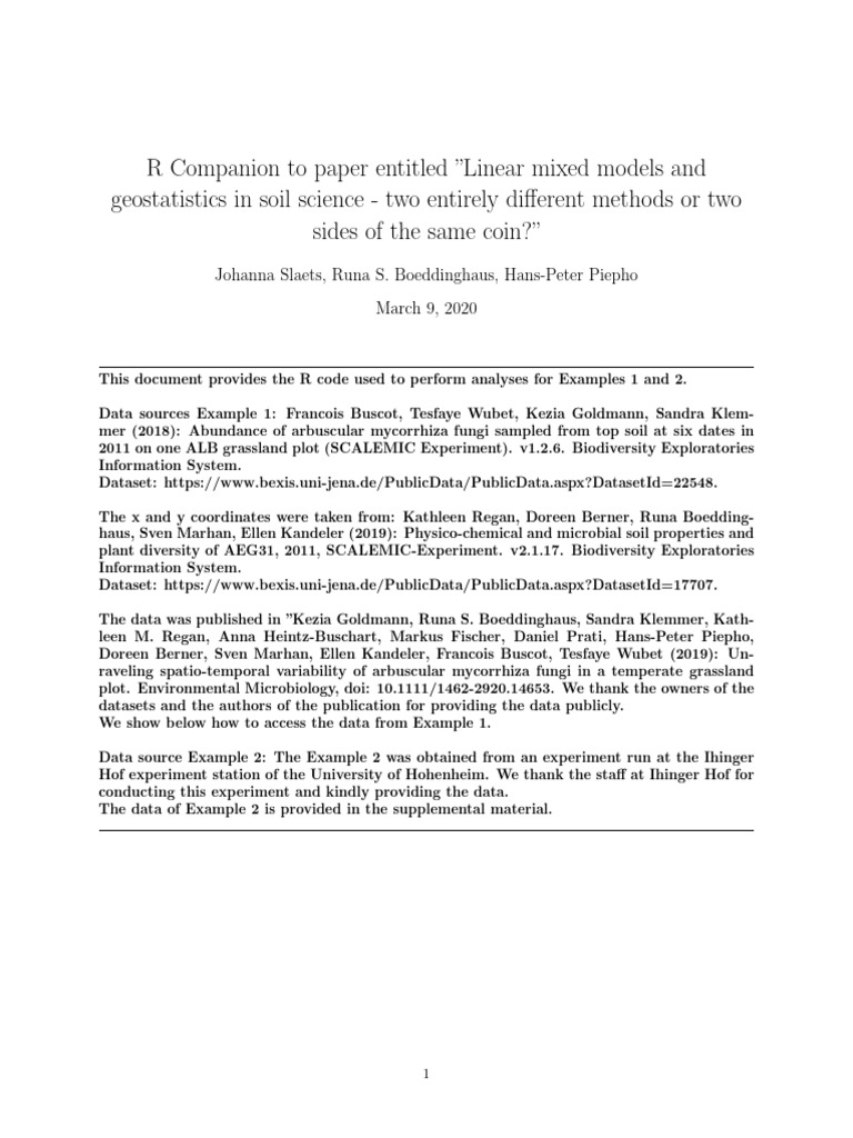 2020 - R Companion to Paper Entitled ”Linear Mixed Models and ...