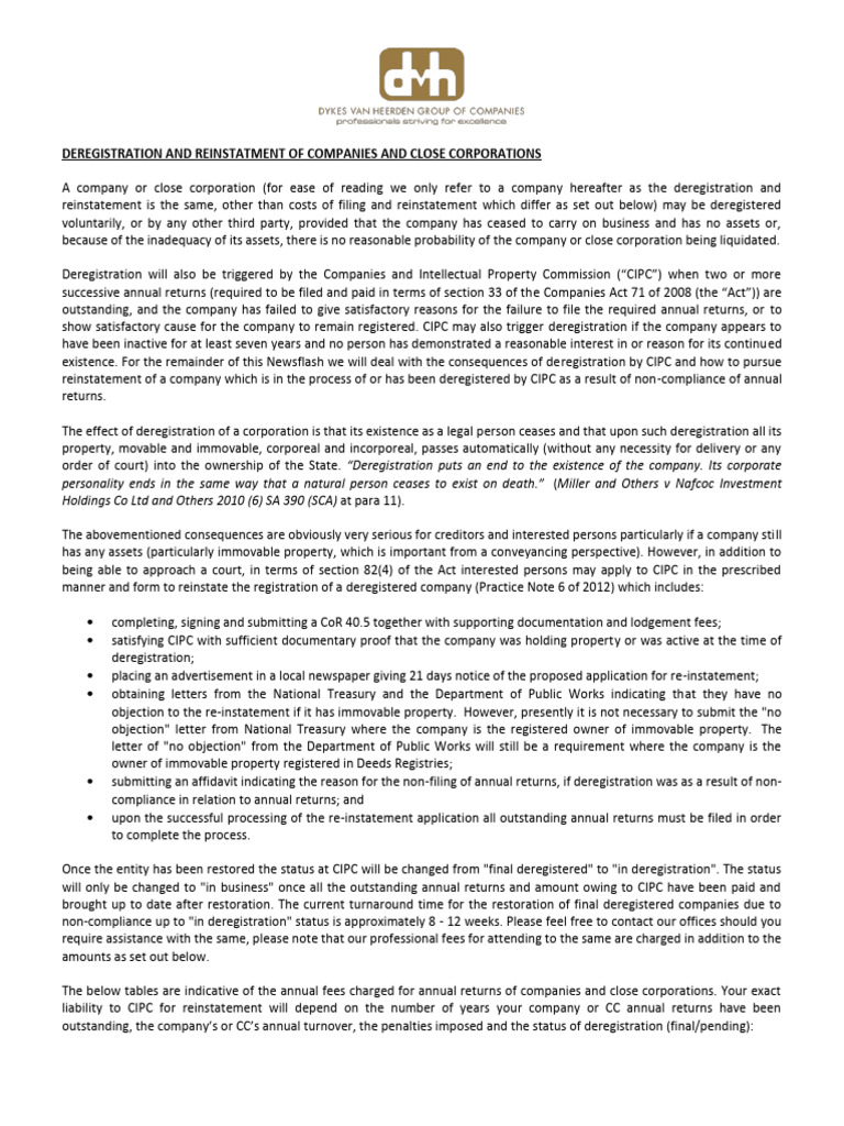 Company Deregistration & Reinstatement Guide | PDF | Private Law | Justice