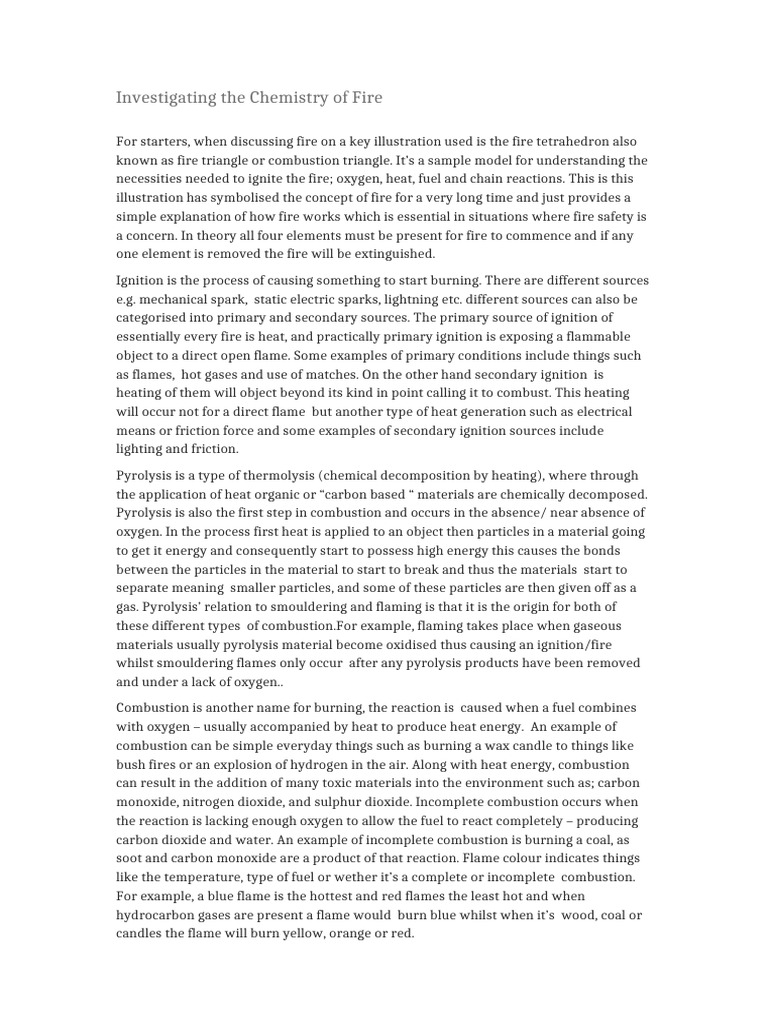 Investigating Chemistry of Fire | PDF | Combustion | Fires