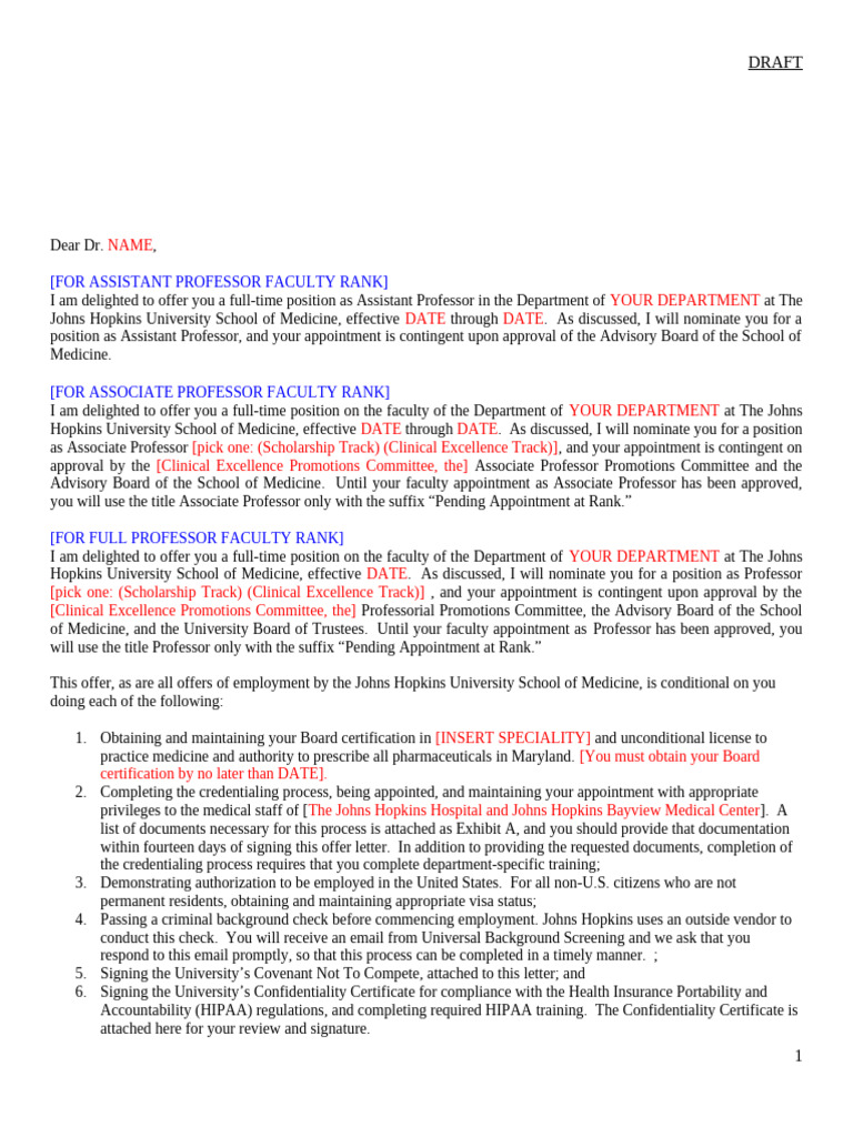 Faculty Appointment Offer Letter Template | PDF | Employment | Salary