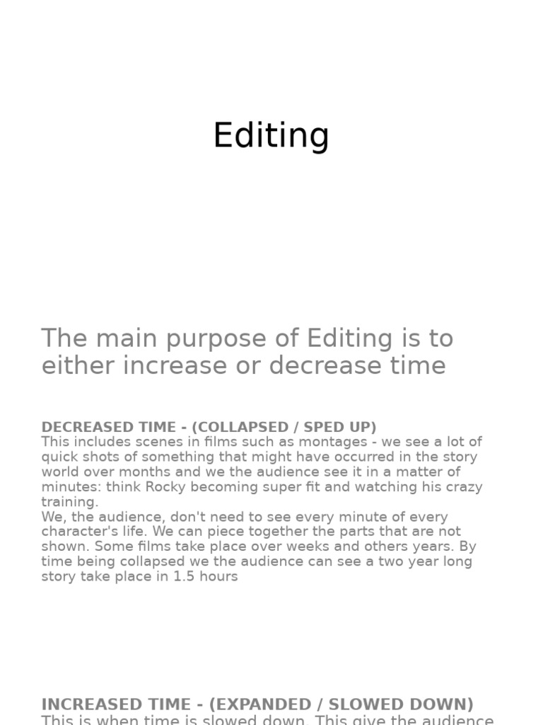 VCE Media Unit 1 AOS 1 - Edting | PDF