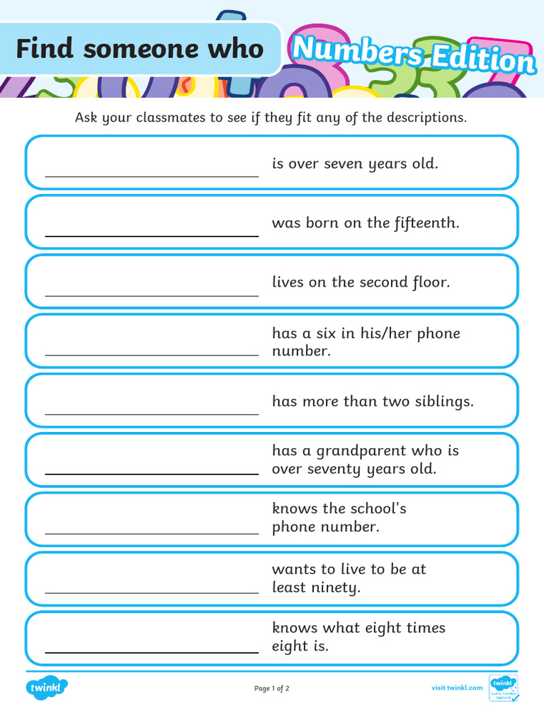 T Eal 1642660244 Esl Find Someone Who Numbers Edition Ver 1 | PDF