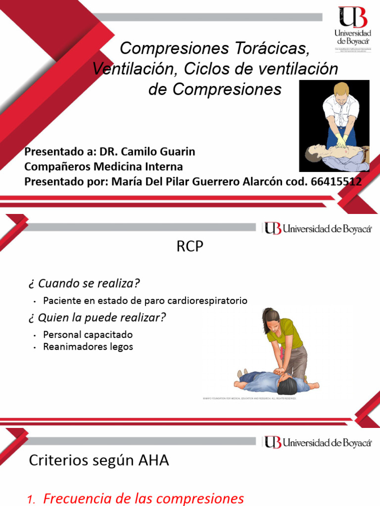 RCP Pilar Compresiones Torácicas | PDF | Reanimación cardiopulmonar | Tórax