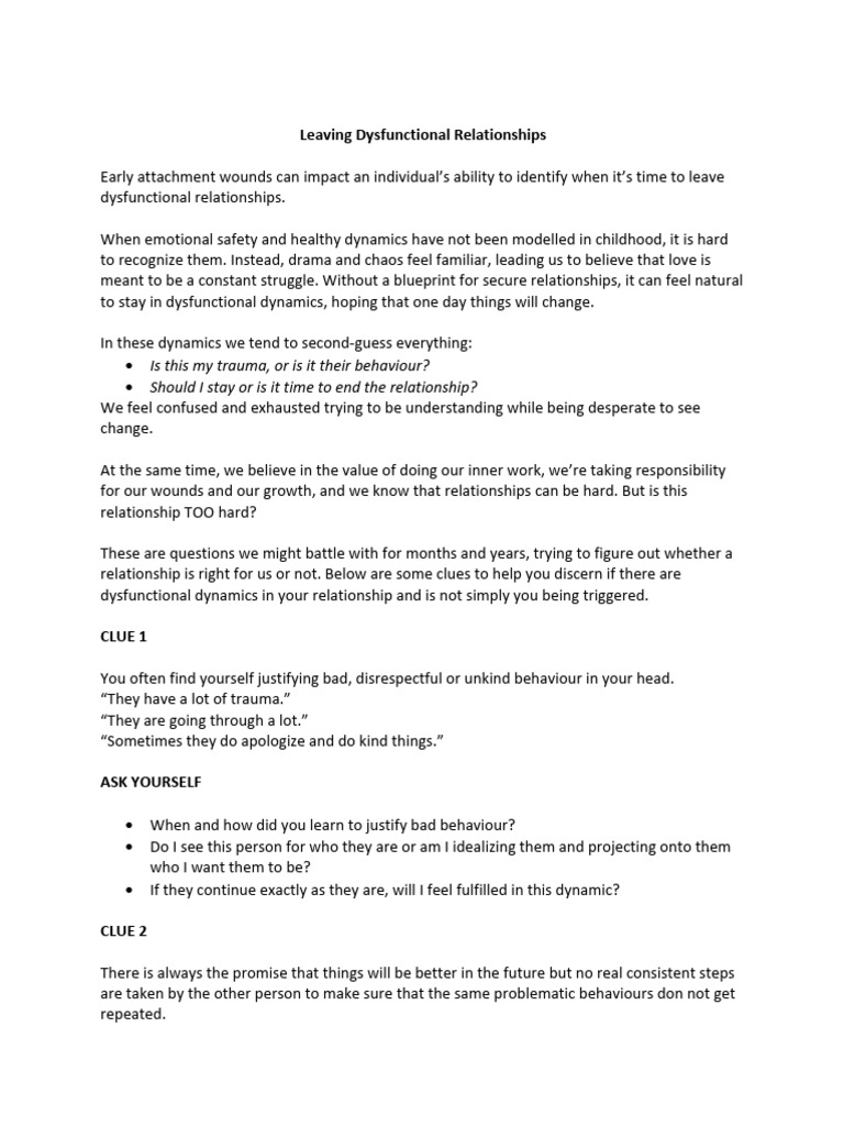 Leaving Dysfunctional Relationships | PDF | Psychological Trauma ...