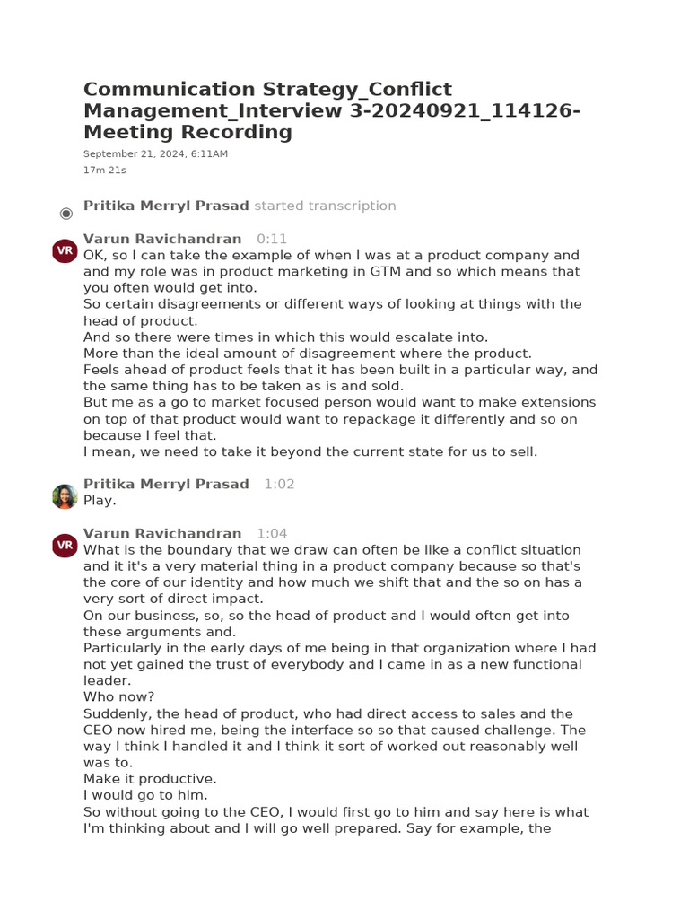 BCM Interview 2 - Transcript | PDF | Experience