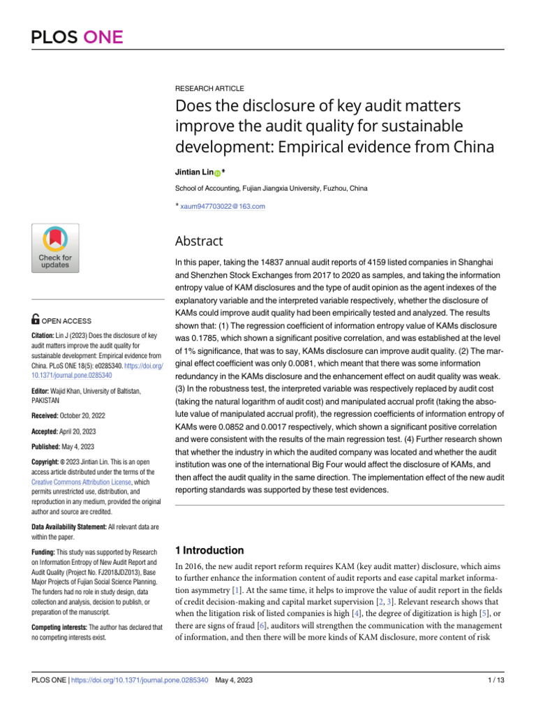 Does_the_disclosure_of_key_audit_matters_improve_t | PDF | Auditor's Report | Audit