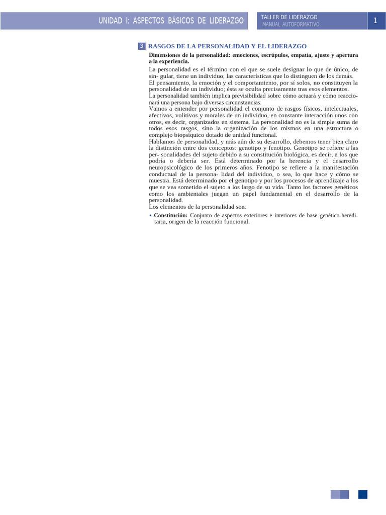 Rasgos de Personalidad y Liderazgo | PDF | Empatía | Genotipo