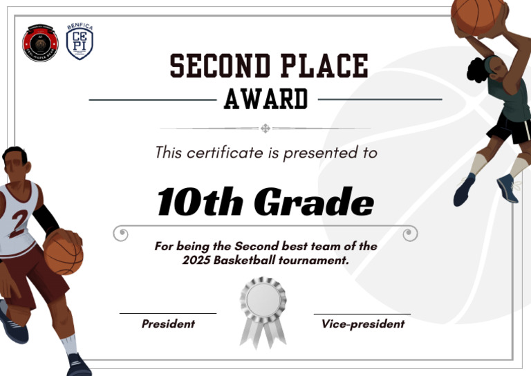 2025 Basketball Tournament Second Place Award | PDF