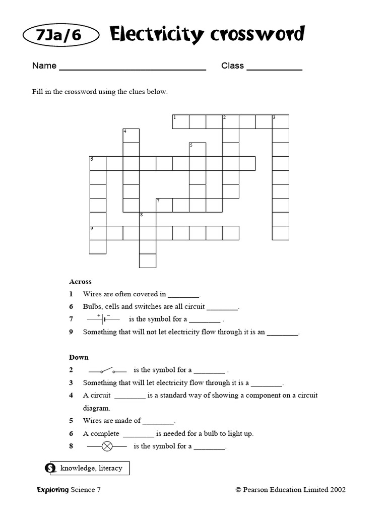 Electricity Activities Crossword | PDF | Electricity | Series And ...