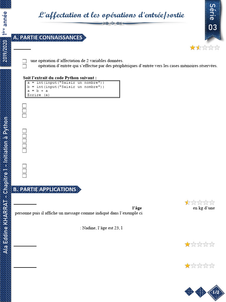 Affectation et opérations en Python | PDF | Division | Programme ...